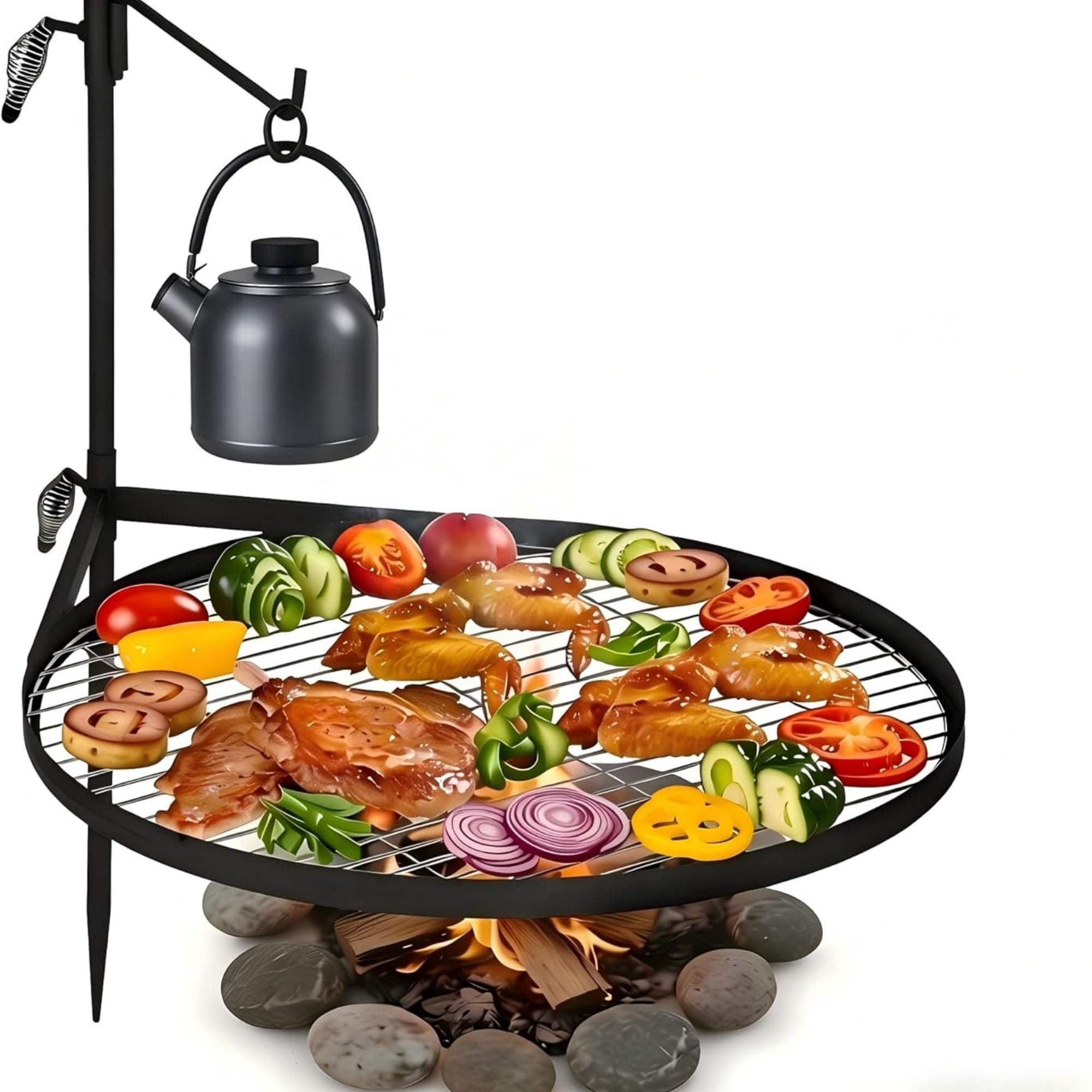 24 inch Campfire Grill Grate-Portable Round Fire Pit Grill Grate-Easy ...