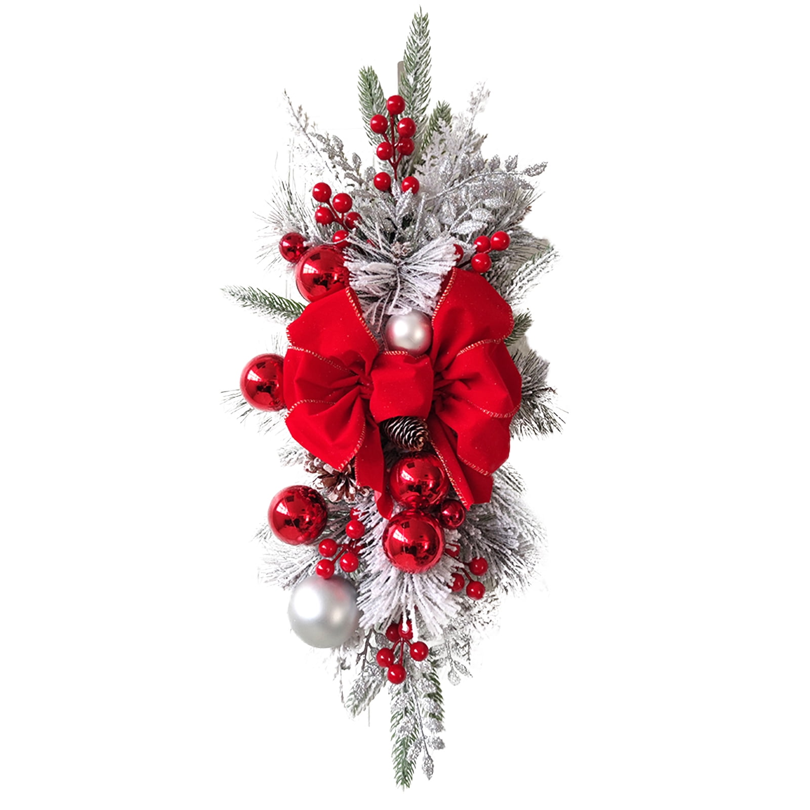 24 inch Christmas Teardrop Swag with Lights, Battery Operated Christmas ...