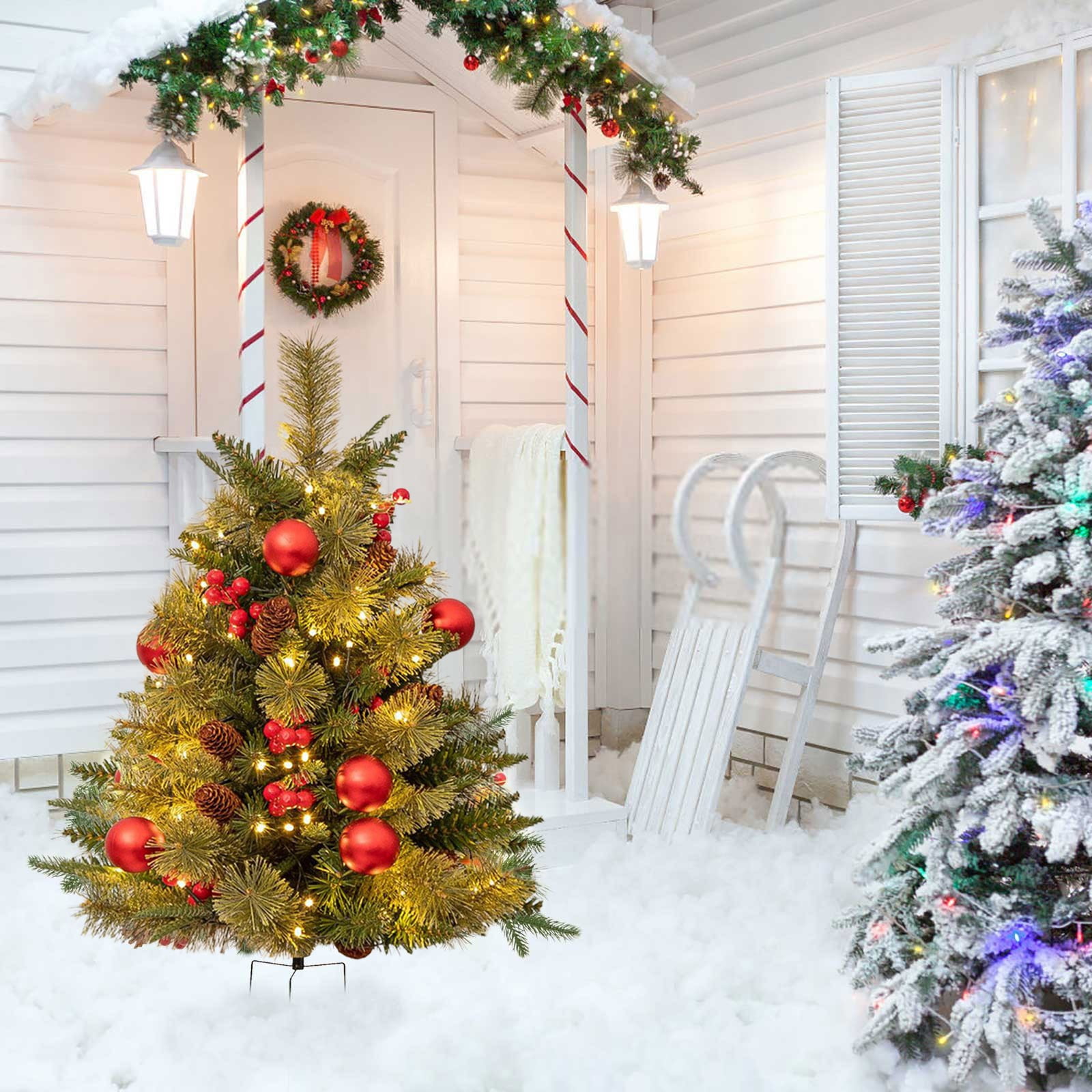 24 inch Christmas Tree,Artificial Mini Christmas Tree with LED Lights ...