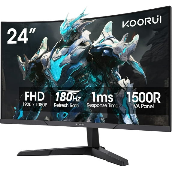 24 inch Curved Gaming Monitor 180Hz FHD 1080P Computer Monitor, 1ms ...