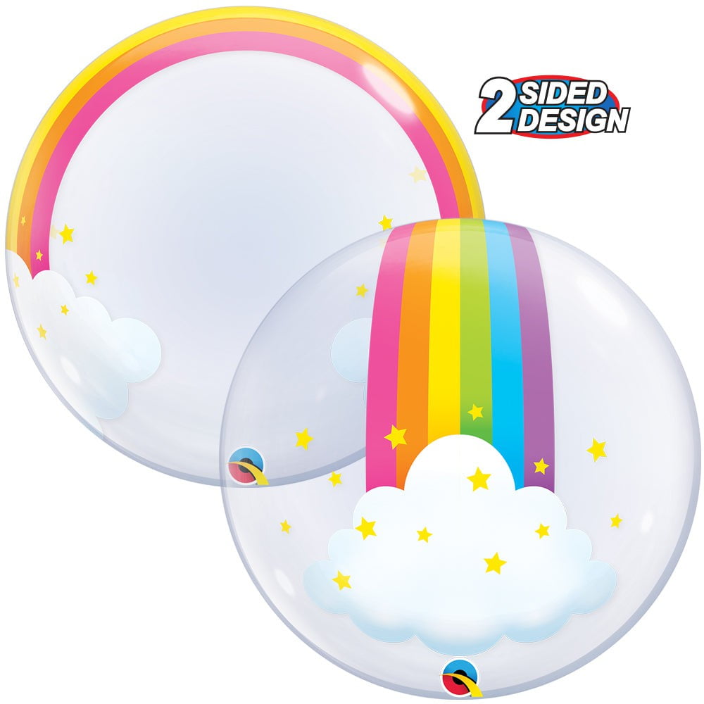 24 inch Deco Bubble - Rainbow Clouds Qualatex Bubble Balloon - Party ...