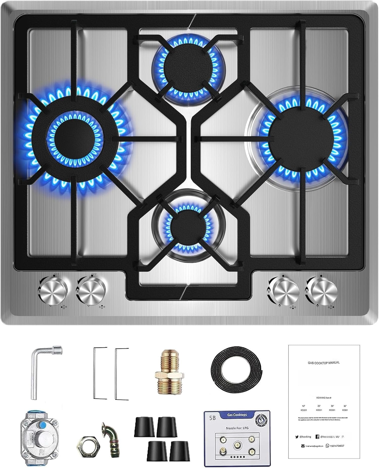 24 inch Gas Cooktop, Built-in Gas Stove Top with 4, 24 Inch NG/LPG ...