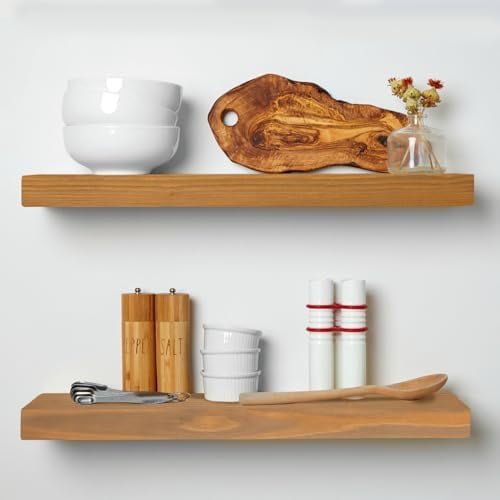 24 inch Golden Oak Floating Shelf, High End Solid Real Wood 24inch ...