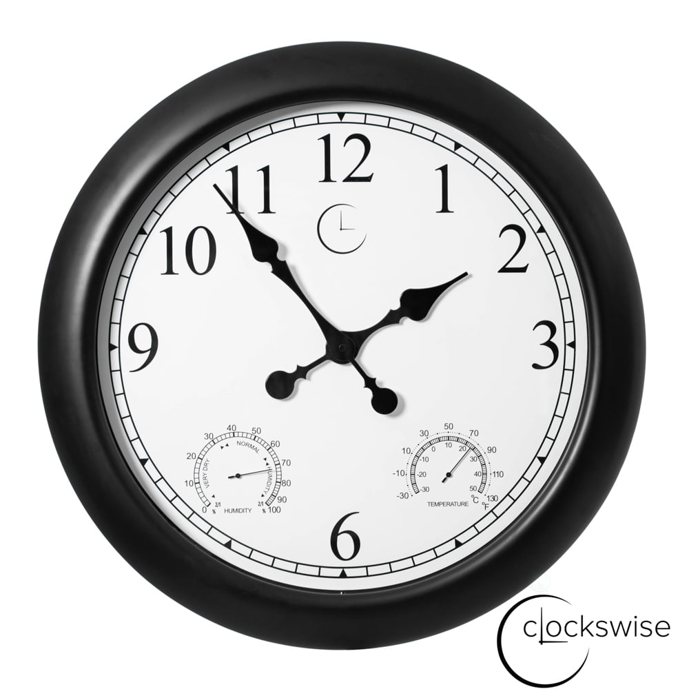 24-inch Large Outdoor Wall Clock Thermometer Combo, Waterproof ...