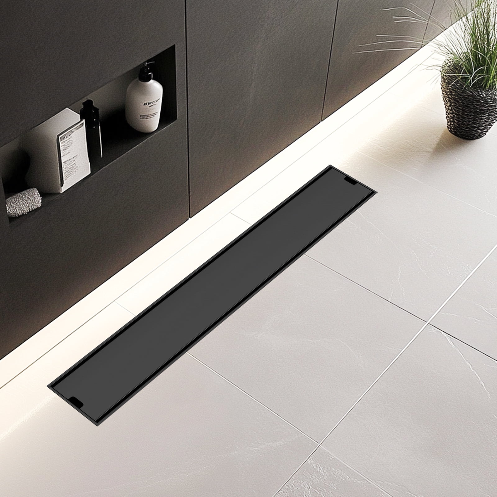 24 inch Linear Shower Drain with Removable Square Hole Panel by Using ...