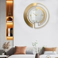 24 inch Luxury Gold & White Metal Wall Clock - Marble Pattern Silent ...