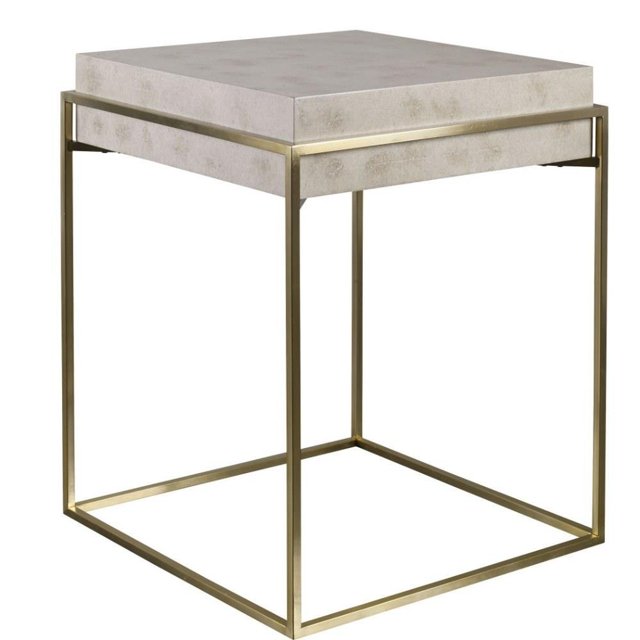 24 inch Modern Square Accent Table with Ivory Burl Veneer Top and Steel ...