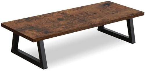 24 inch Monitor Stand Riser, Rustic Brown Wood & Steel Computer Monitor ...