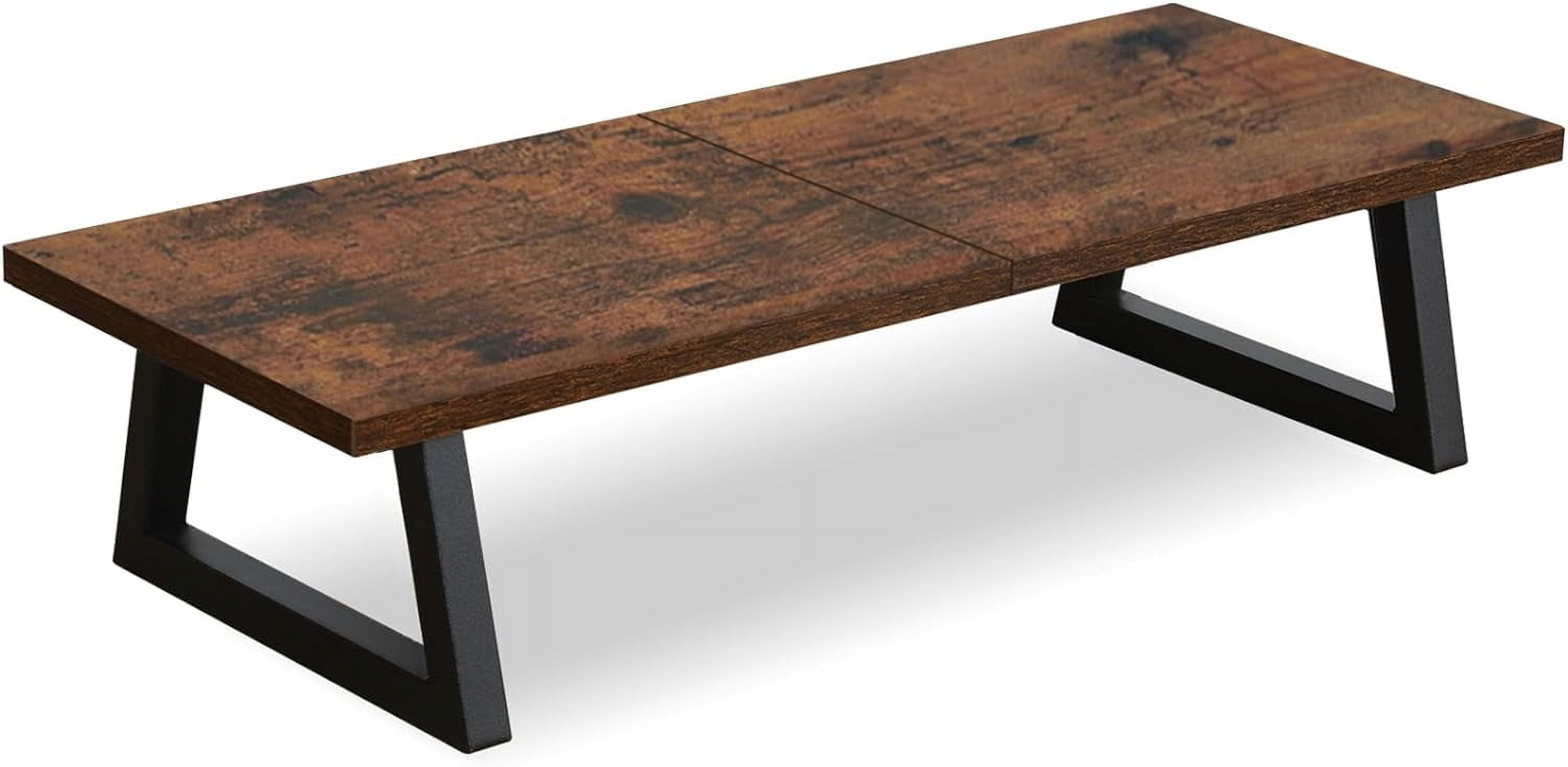 24 inch Monitor Stand Riser, Rustic Brown Wood & Steel Computer Monitor ...