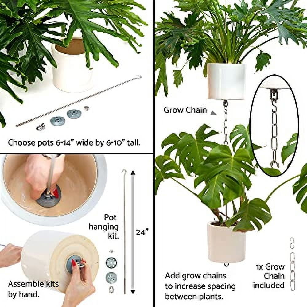 24-inch Pot Hangers (2 Kits) + Grow Chains (1 Set) - Hang and Connect ...