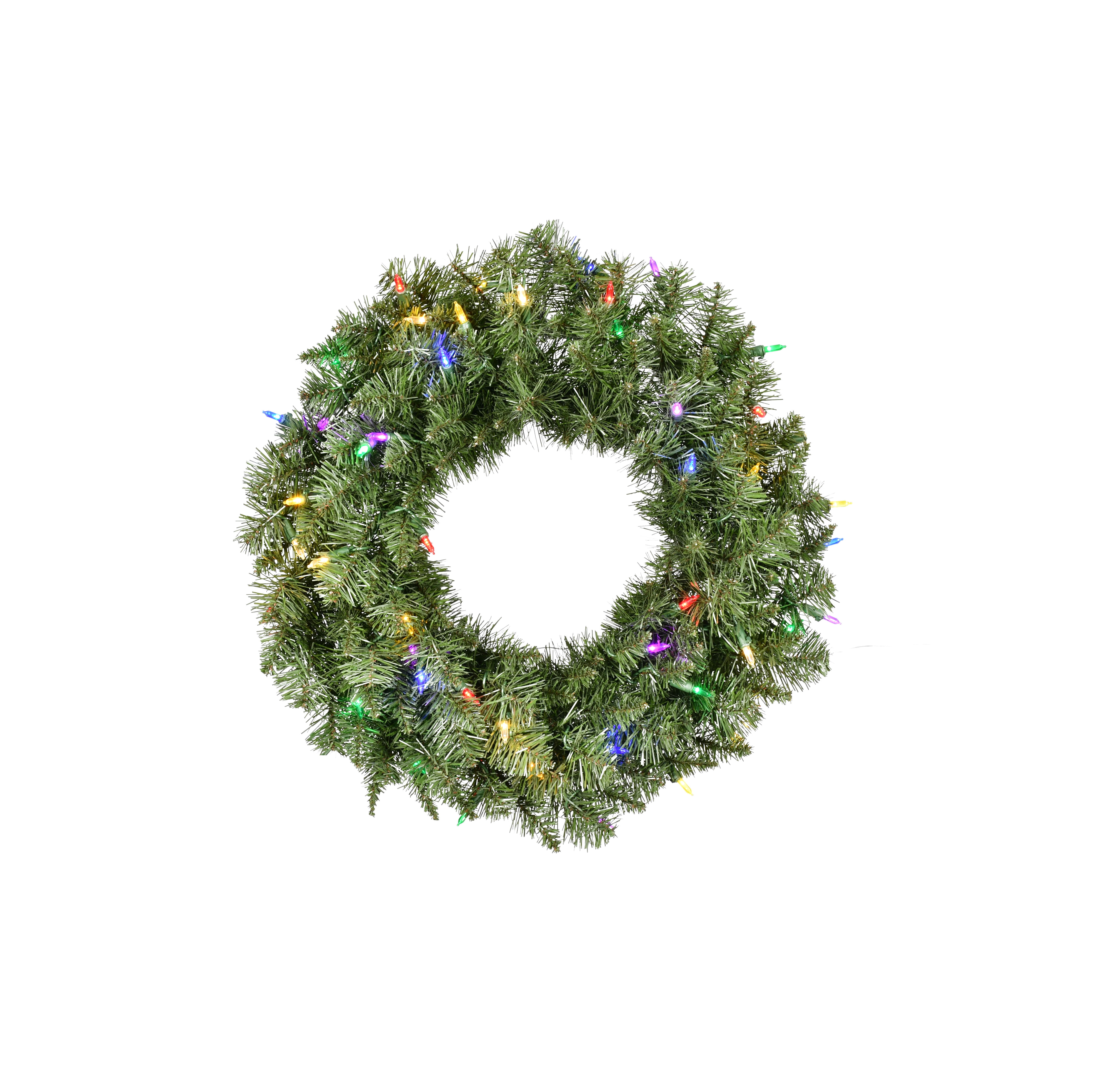 24 inch Pre-Lit LED Wreath with 50 Lt Multi Traditional Mini LED Lights - Walmart.com