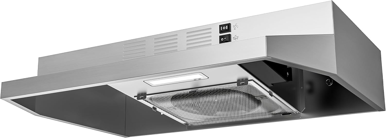 24 inch Range Hood Under Cabinet, 300CFM Ducted/Ductless Convertible ...