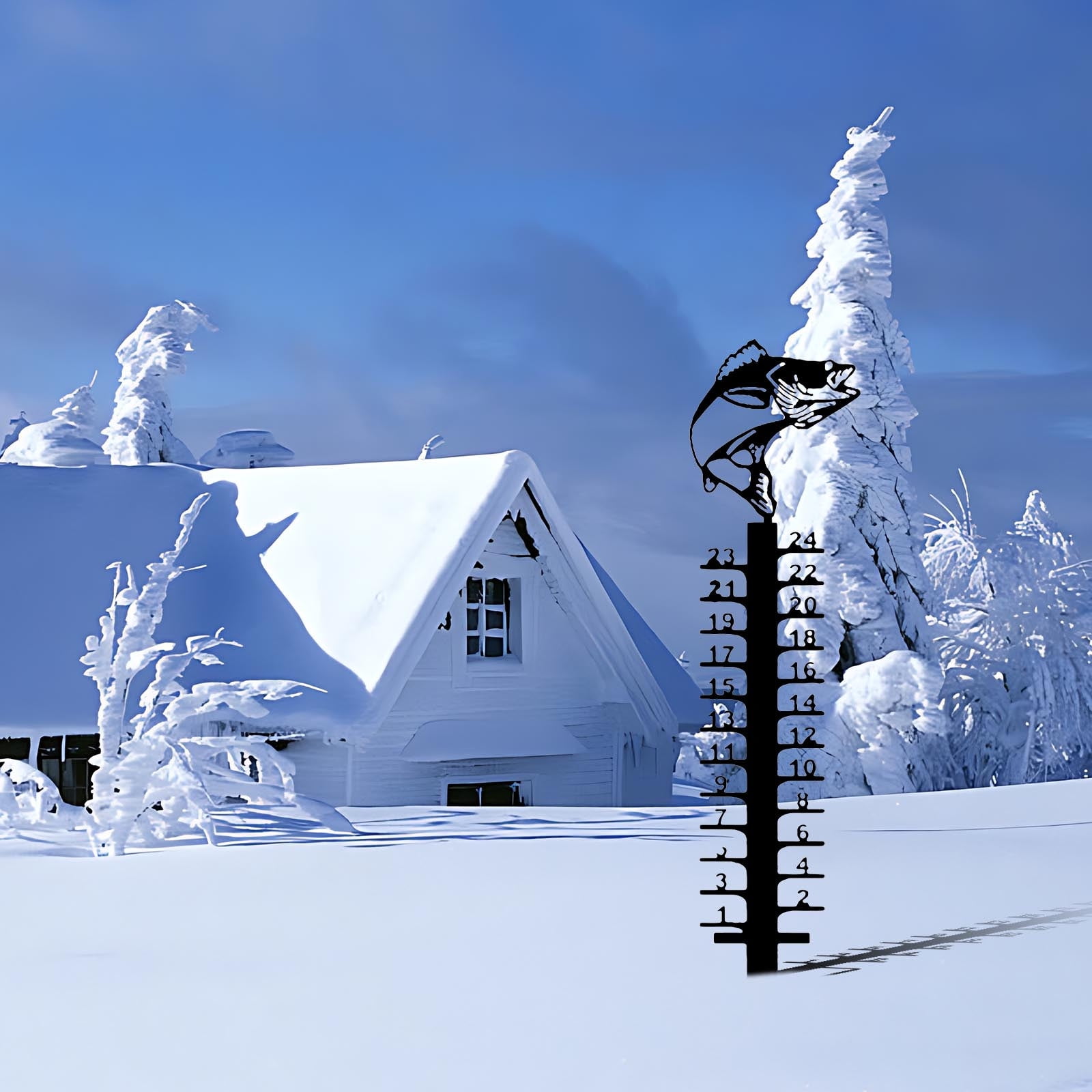 24 inch Snow Gauge Outdoor, Iron Art Snow Measuring Gauge, Winter Snow ...