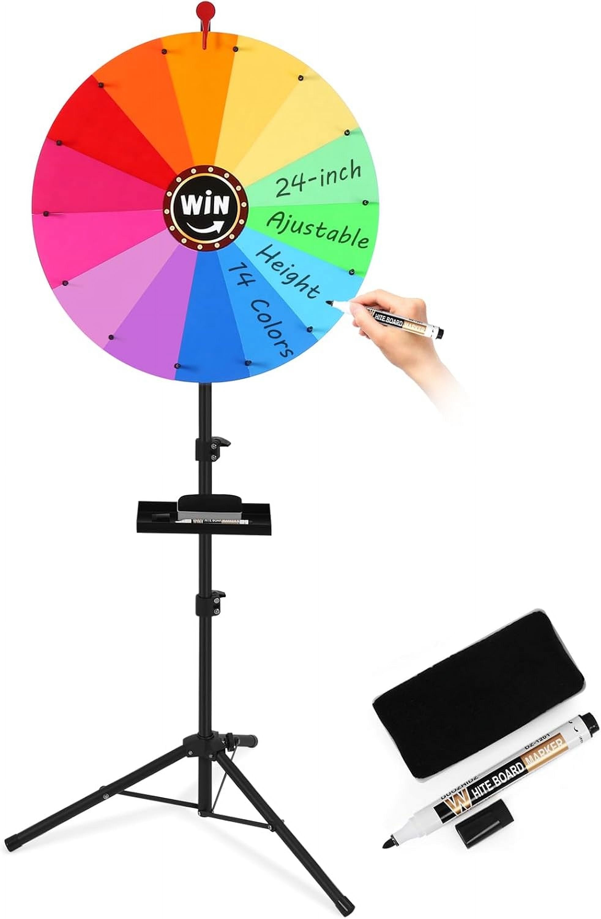 24-inch Spinning Prize Wheel, Ajustable 39"-63" Height Spin Doodle Game ...