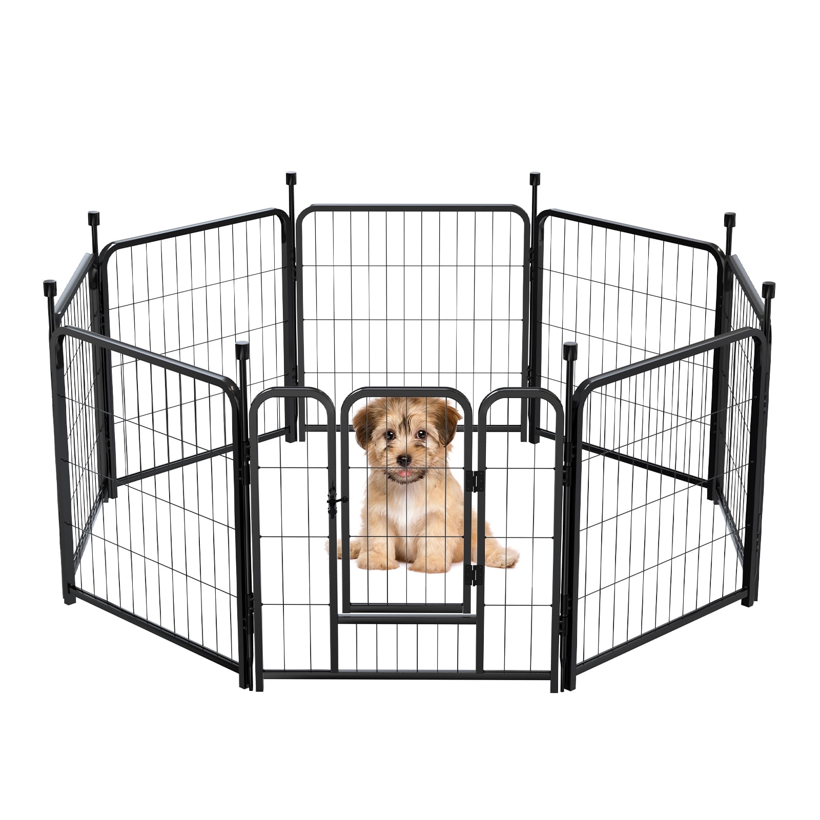 24 inch Tall 8 Panels Metal Mesh Dog Playpen with Door for Large/Medium ...