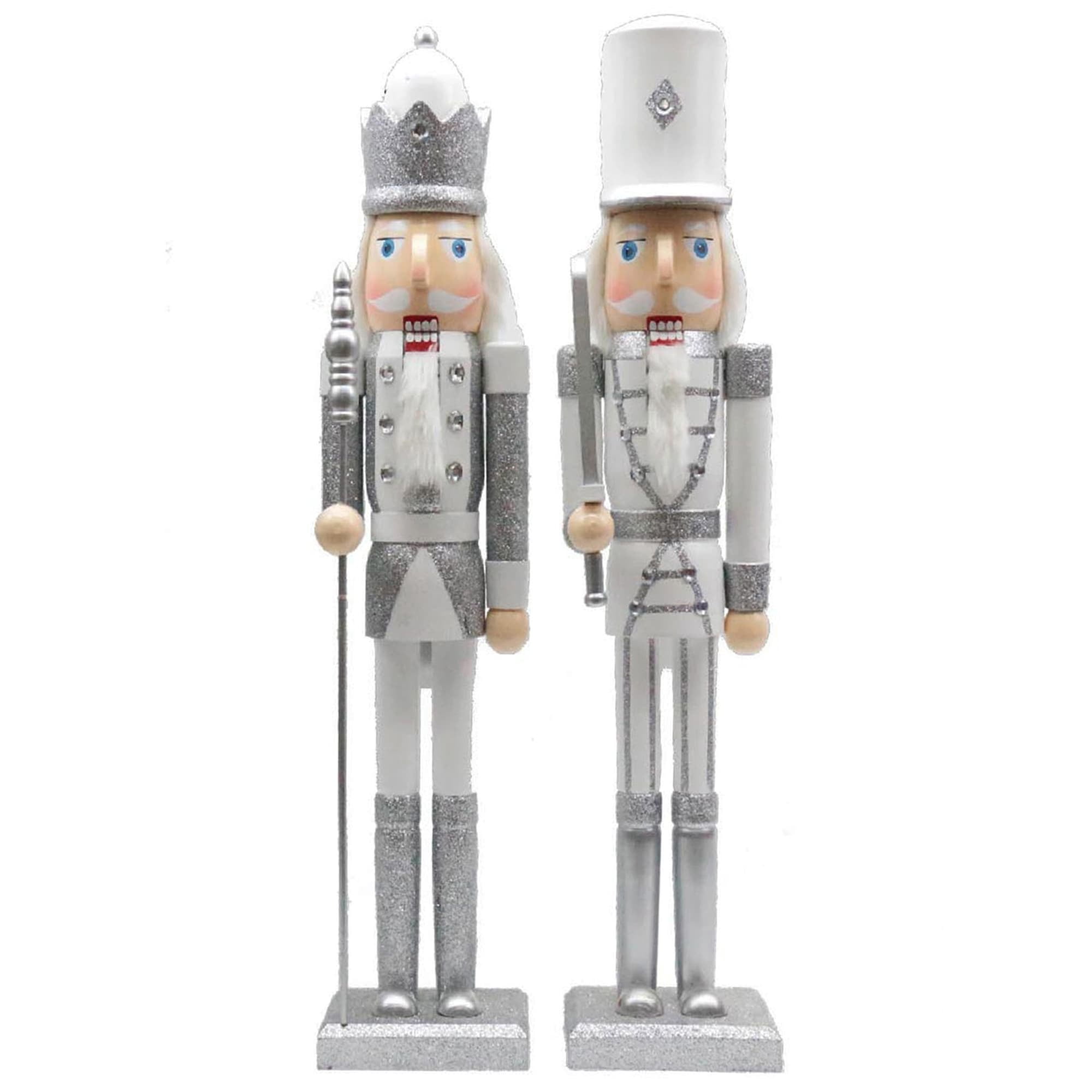 Large 24 inch White and Silver Nutcracker Set of 2 - Walmart.com