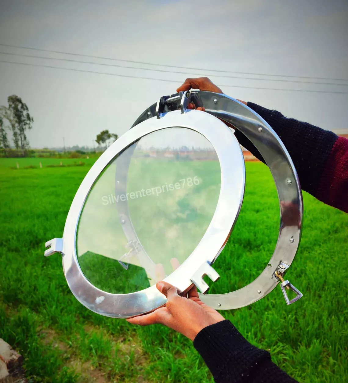 24 inches Canal Boat Porthole Window Glass-Nickel Finish Ship Window ...