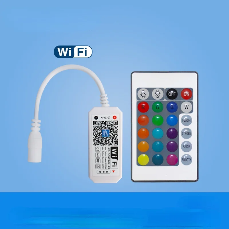 24 key WiFi RGB DC5V-24V RF Wireless WiFi RGB Controller Voice Control ...