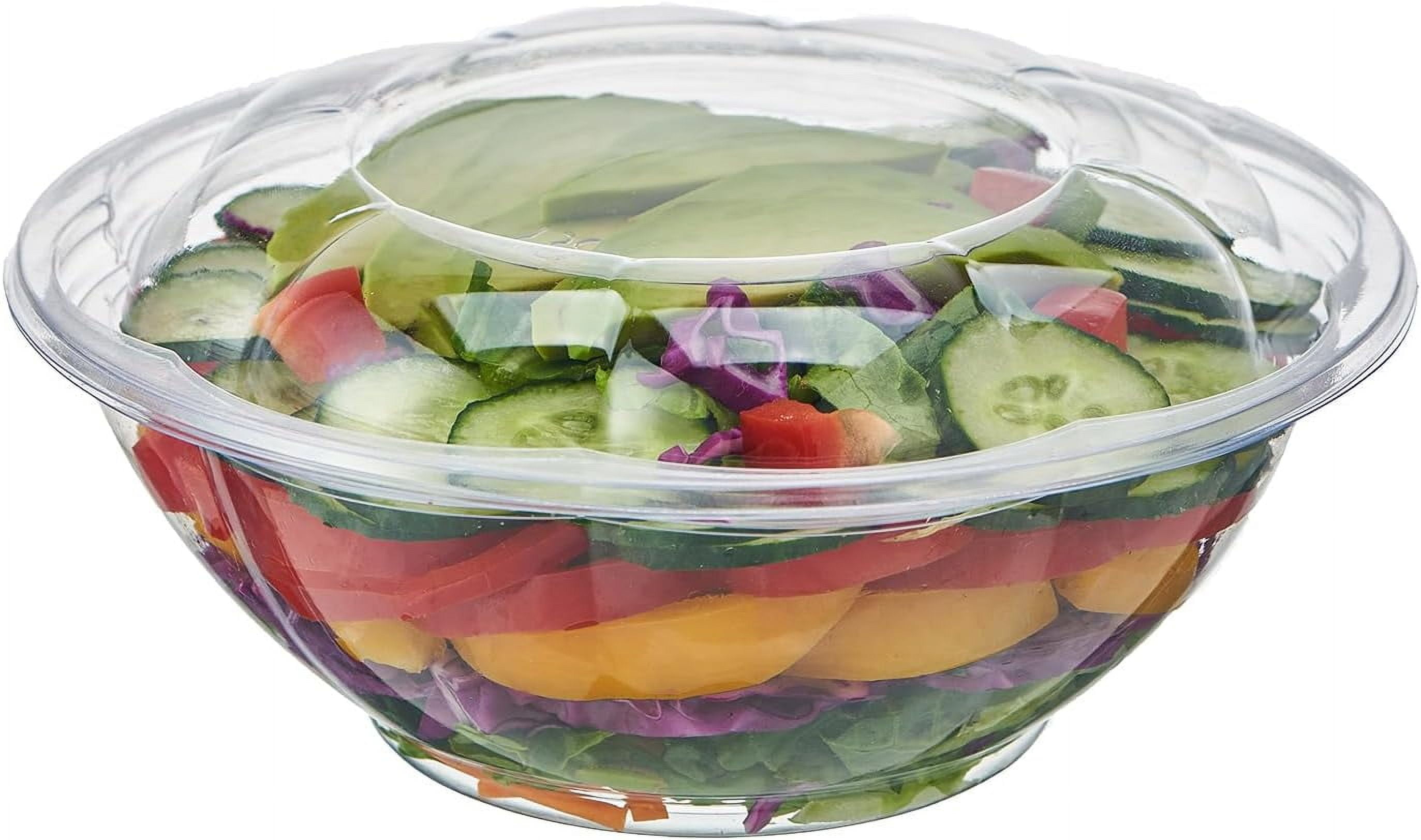 [24 oz. 150 Sets Clear Plastic Salad Bowls with Airtight Lids Disposable To Go Mixing Containers ...