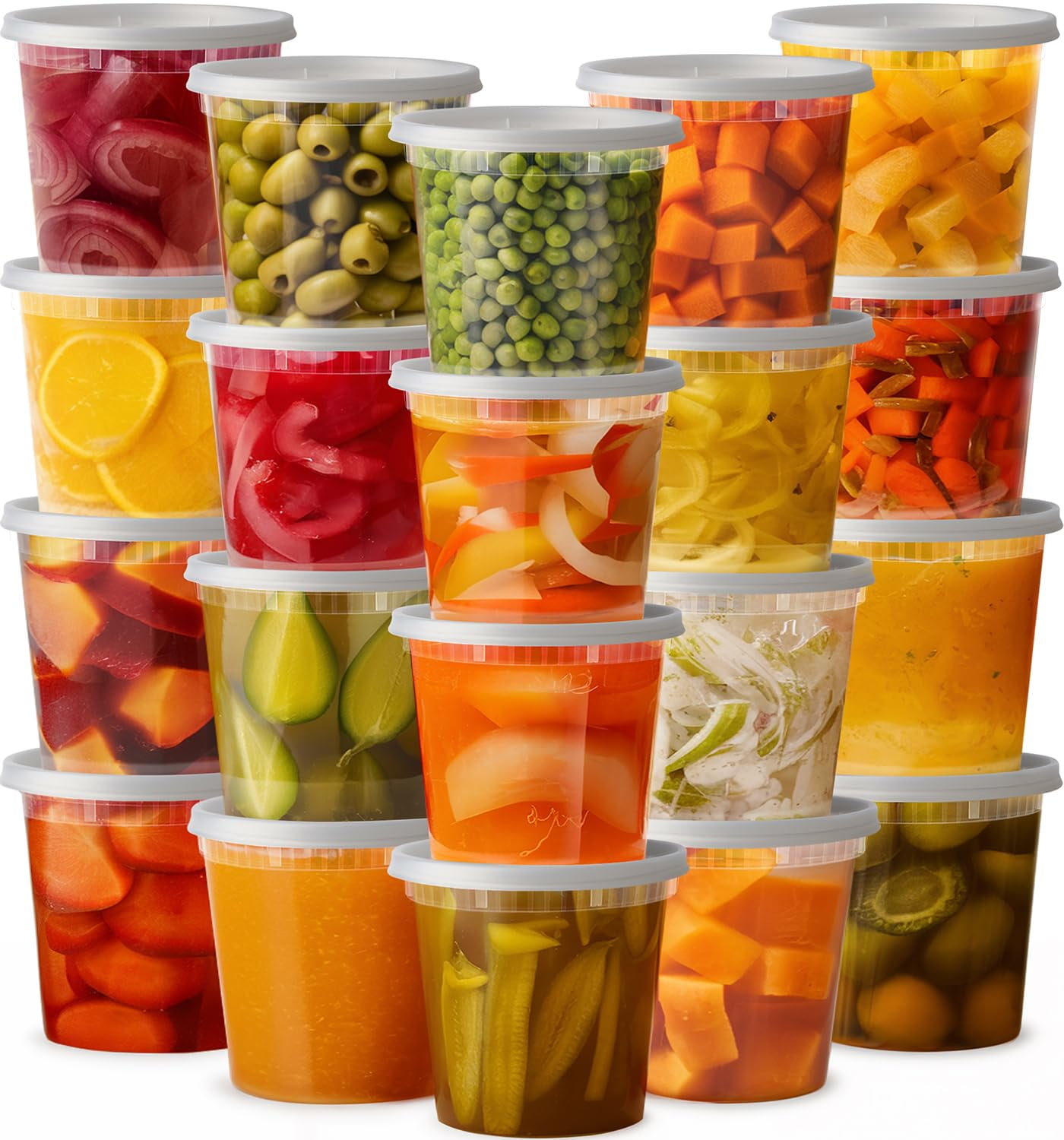 [24 oz. - 24 Count Plastic Food Storage Deli Containers with Lids ...