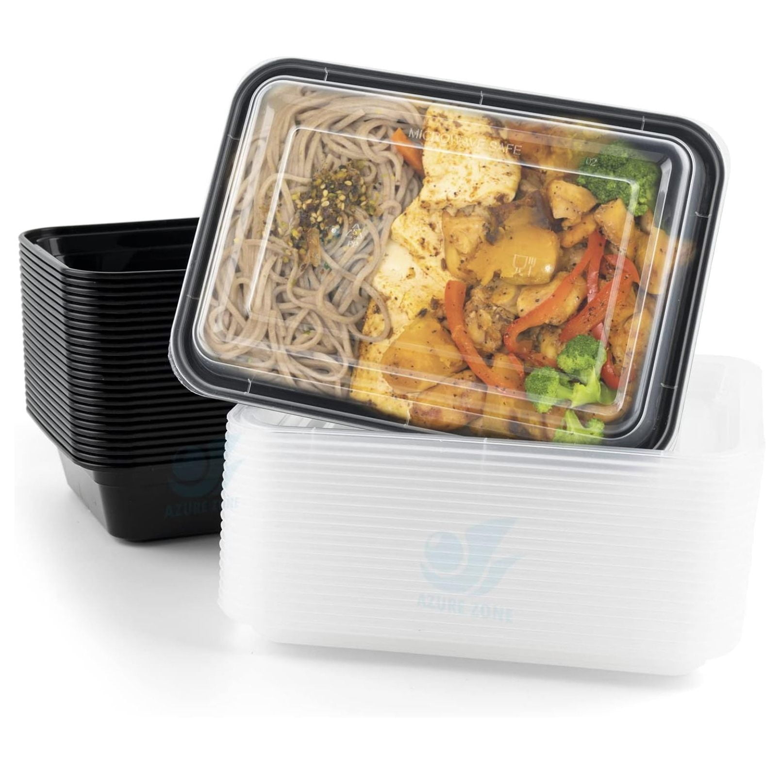, 24 oz, 25-Pack Rectangular Meal Prep Food Container with Lid - One ...