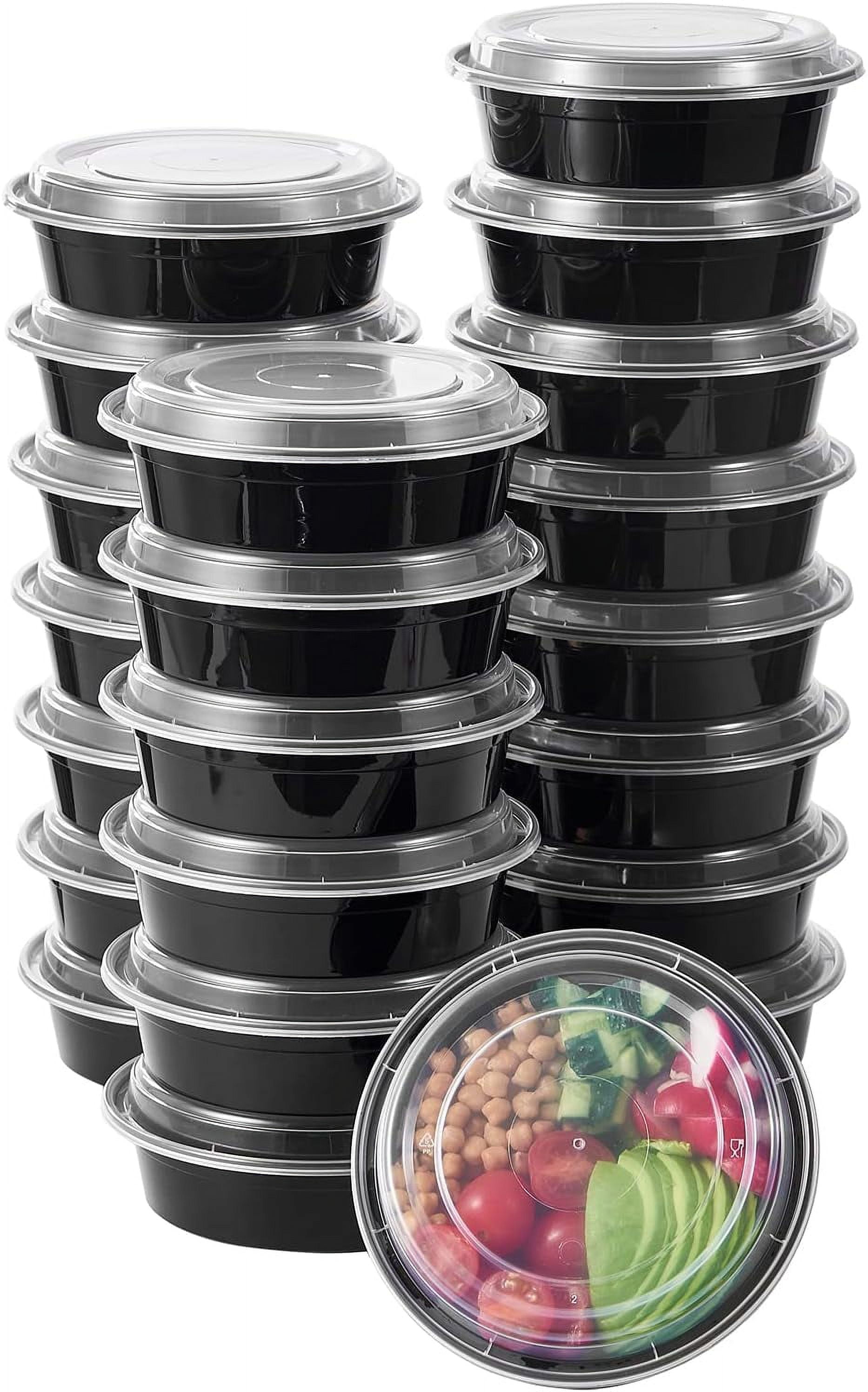 24 oz 50 ct Round Meal Prep Food Storage Containers with Lids To Go ...