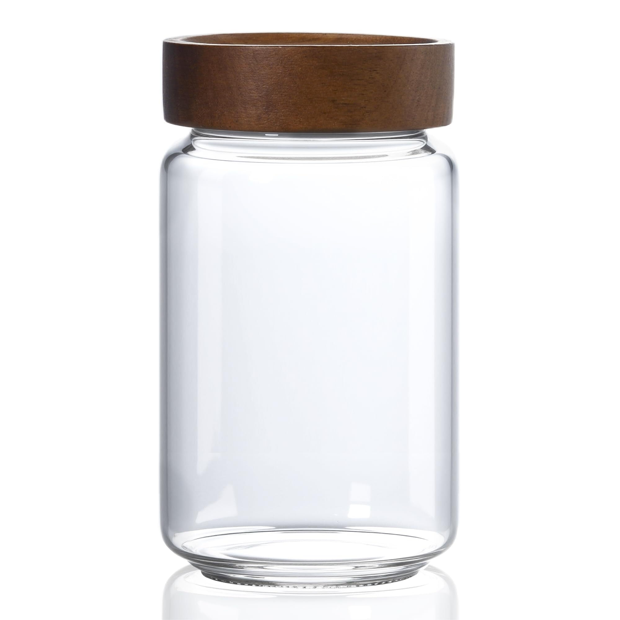 24 oz/710 ml Glass Jar with Airtight Wooden Screw Top Lid, Clear ...