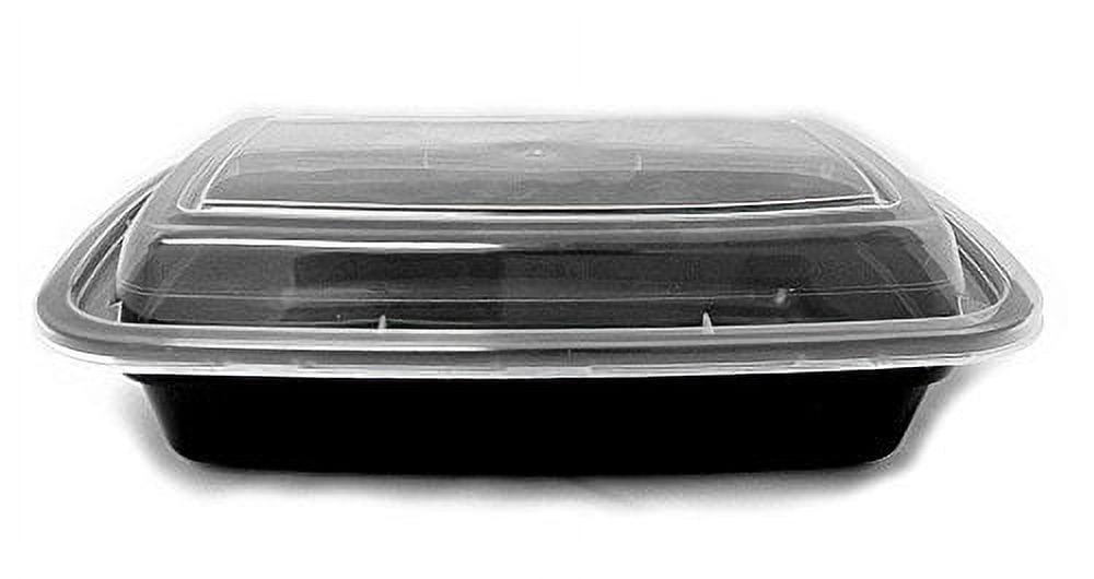 24 oz. Black Rectangular Microwaveable Food Take-Out Containers w/Lid ...