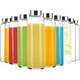 24 oz Clear Glass Juice Bottles with Lids, Reusable Refillable Water ...