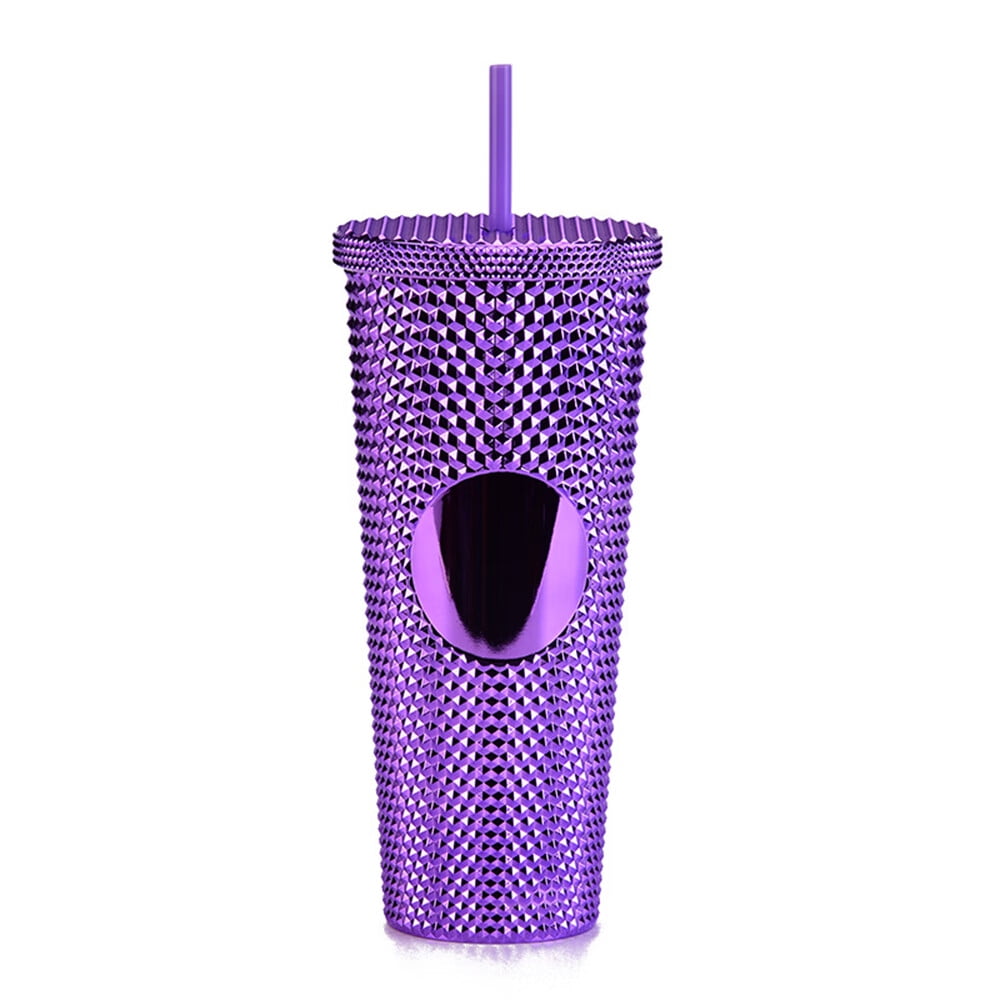 24 oz Double Wall Plastic Matte Studded Tumbler with Lid and Straw ...