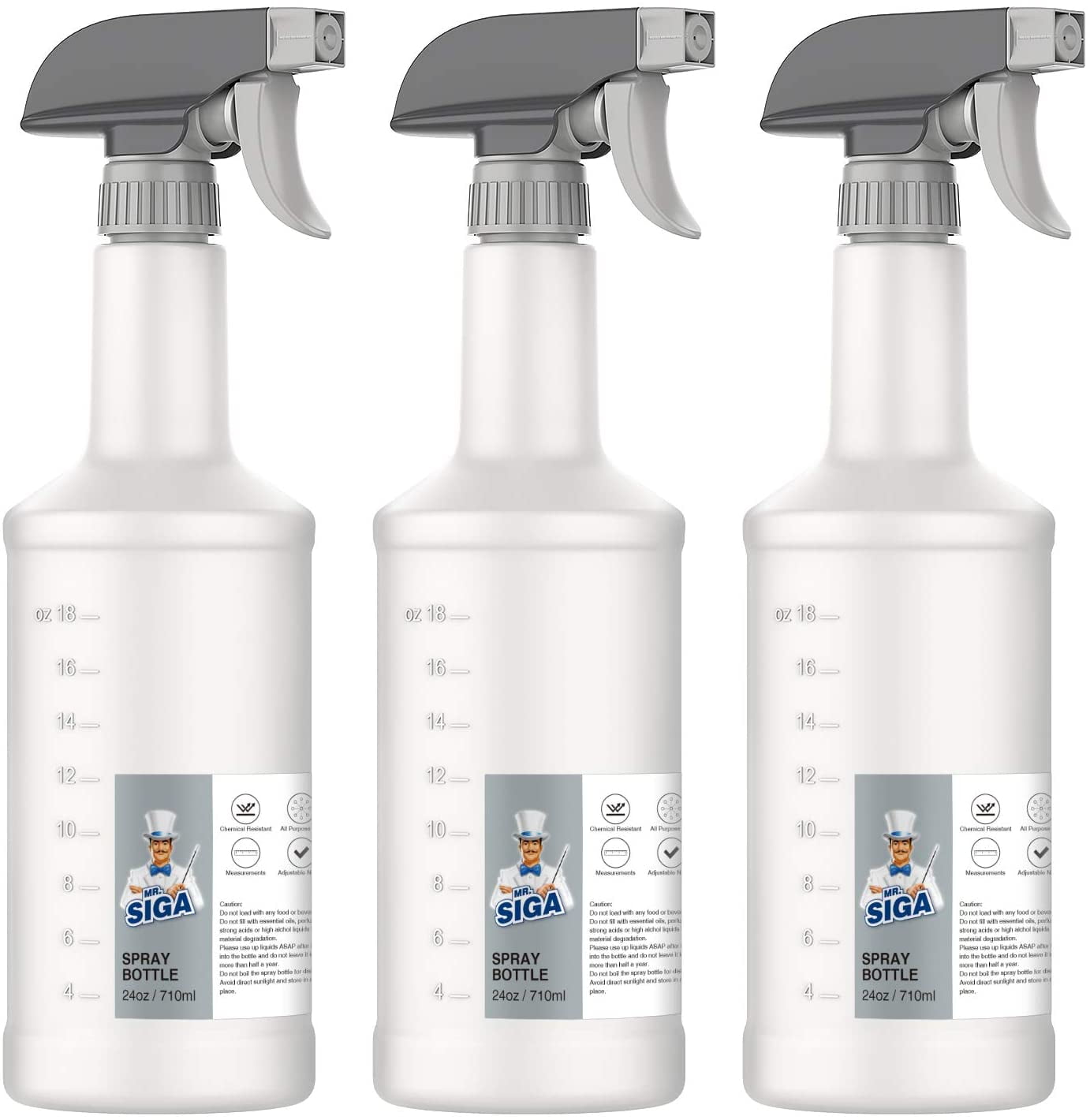 24 oz Empty Plastic Spray Bottles for Cleaning Solutions, Heavy Duty ...