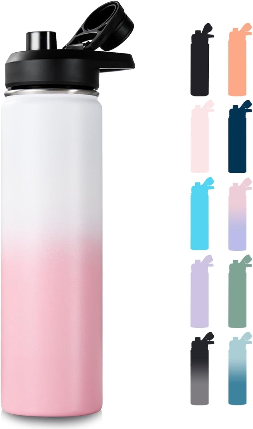 24 oz Insulated Water Bottle with Handle, 310 Stainless Steel Water ...