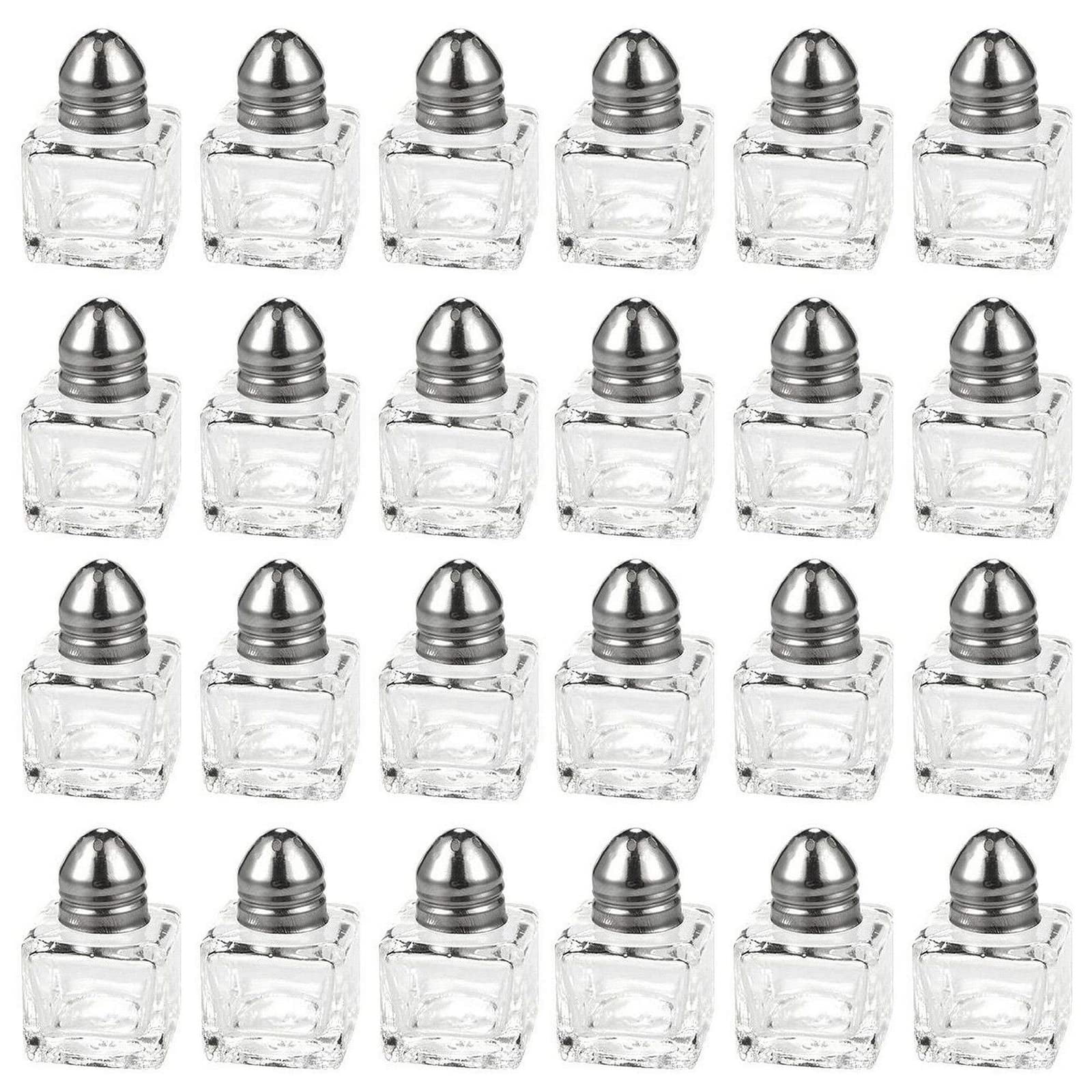 24 pack 1/2 oz Mini Salt Shakers Stainless Steel - Mini Square Glass ...