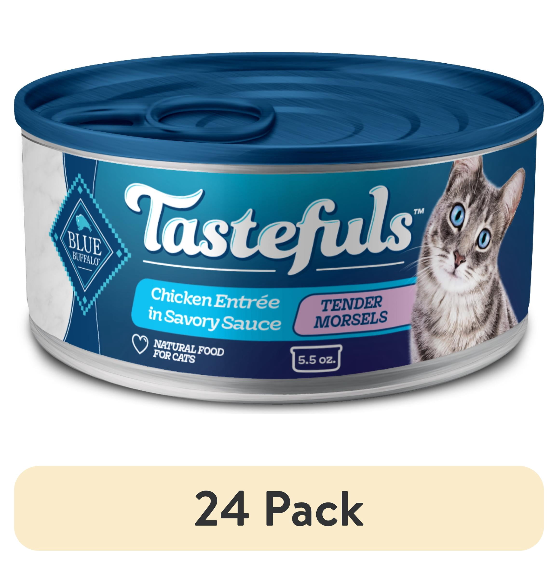 (24 pack) Blue Buffalo Tastefuls Adult Cat Wet Food, Chicken Morsels in ...