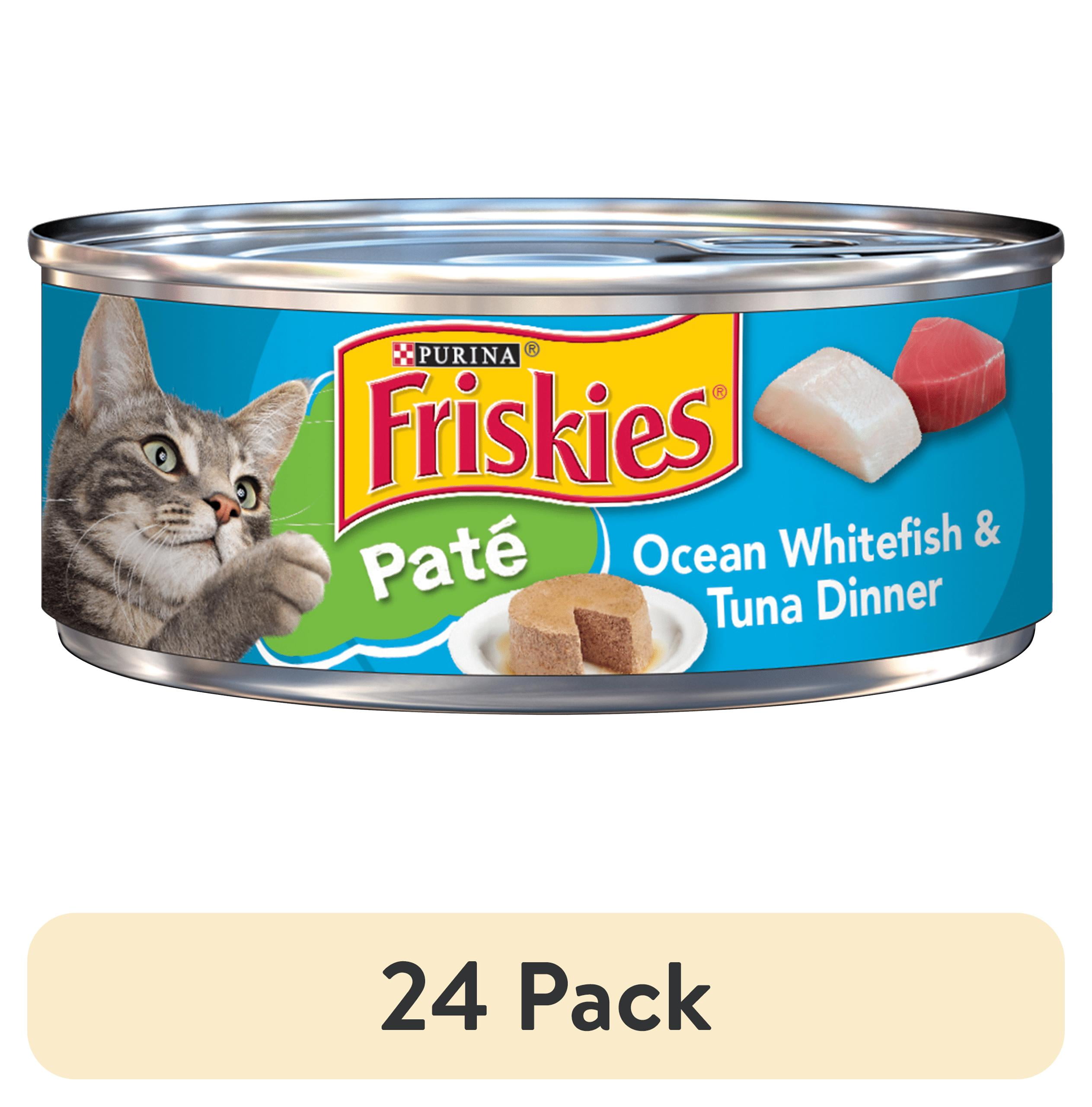 (24 pack) Friskies Pate, Ocean Whitefish & Tuna Dinner, Wet Cat Food, 5 ...