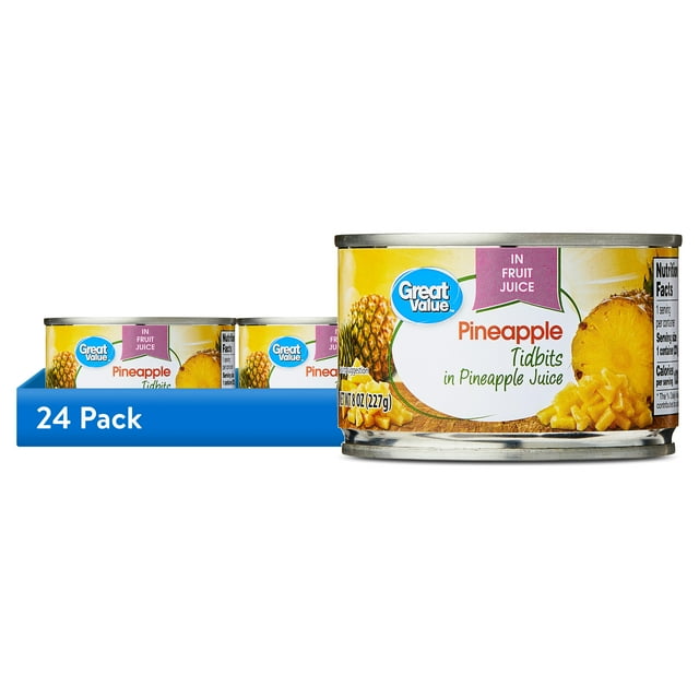 (24 pack) Great Value Canned Pineapple Tidbits, 8 oz - Walmart.com