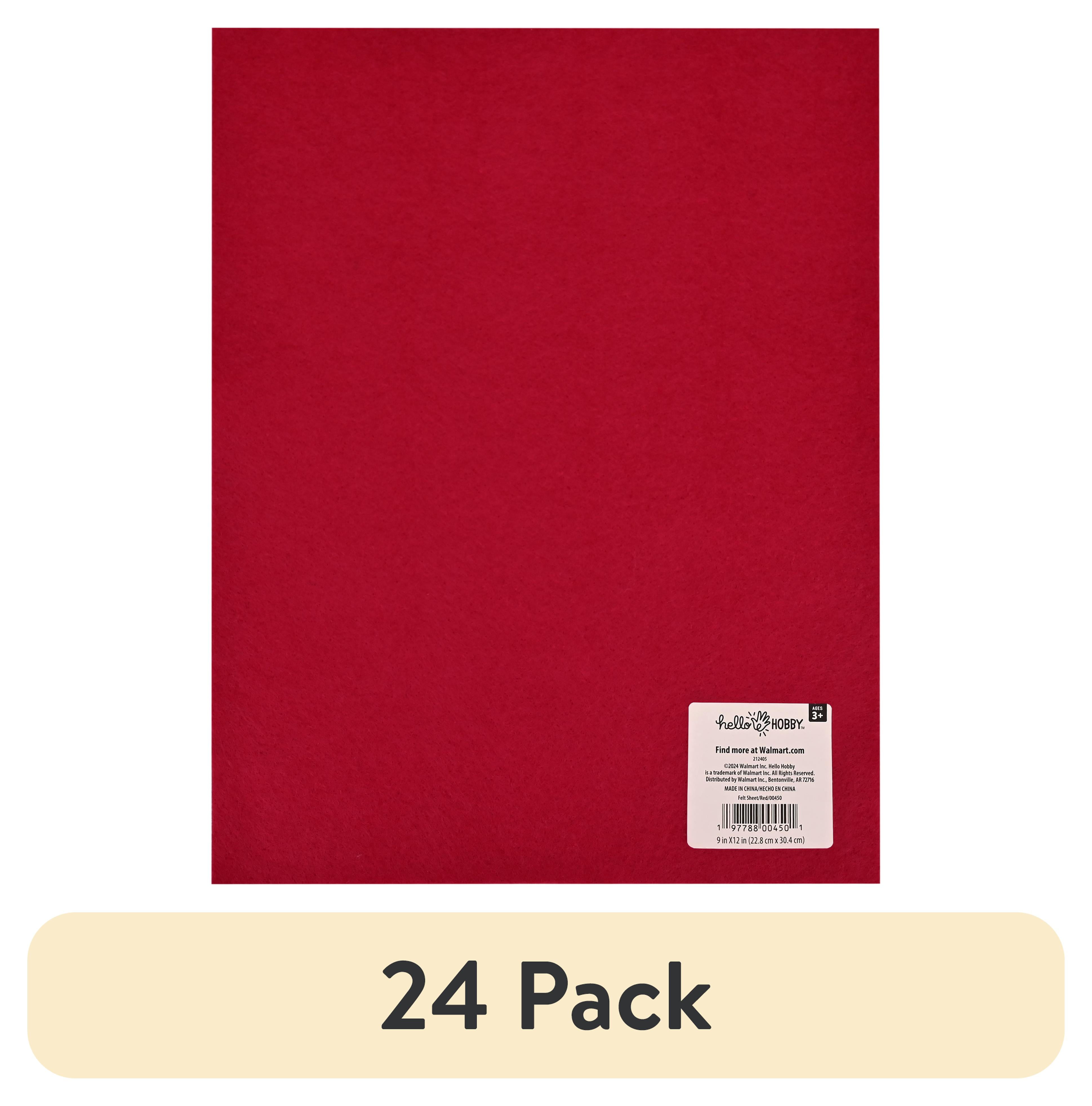 (24 pack) Hello Hobby Red Felt Sheet, 9" x 12" - Walmart Business Supplies