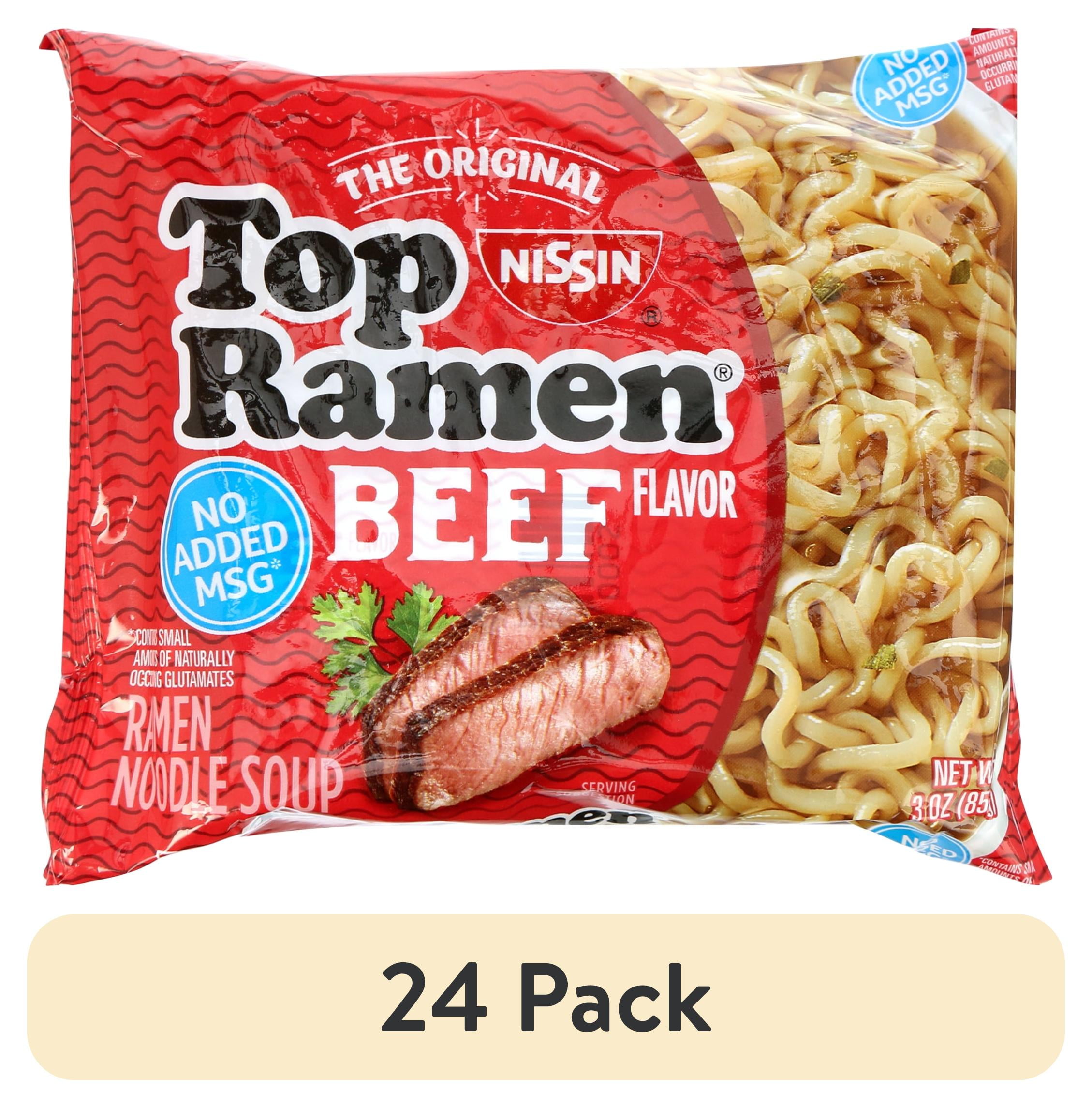 (24 pack) Nissin Foods Top Ramen Instant Ramen Noodle Soup, Beef Flavor ...
