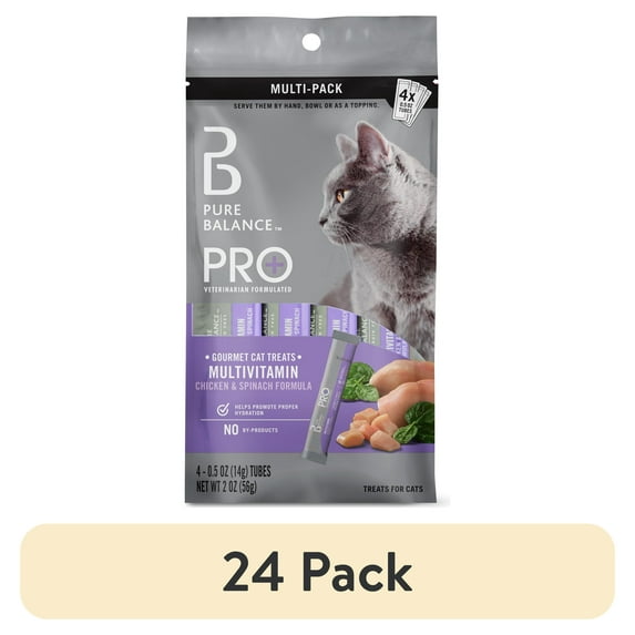 (24 pack) Pure Balance Pro+ Gourmet Wet Cat Treats, Chicken & Spinach ...