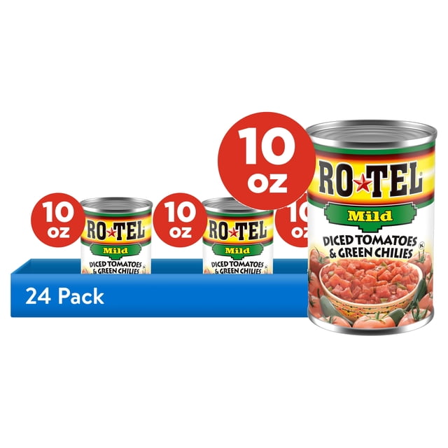 (24 pack) ROTEL Mild Diced Tomatoes and Green Chilies, 10 oz - Walmart.com