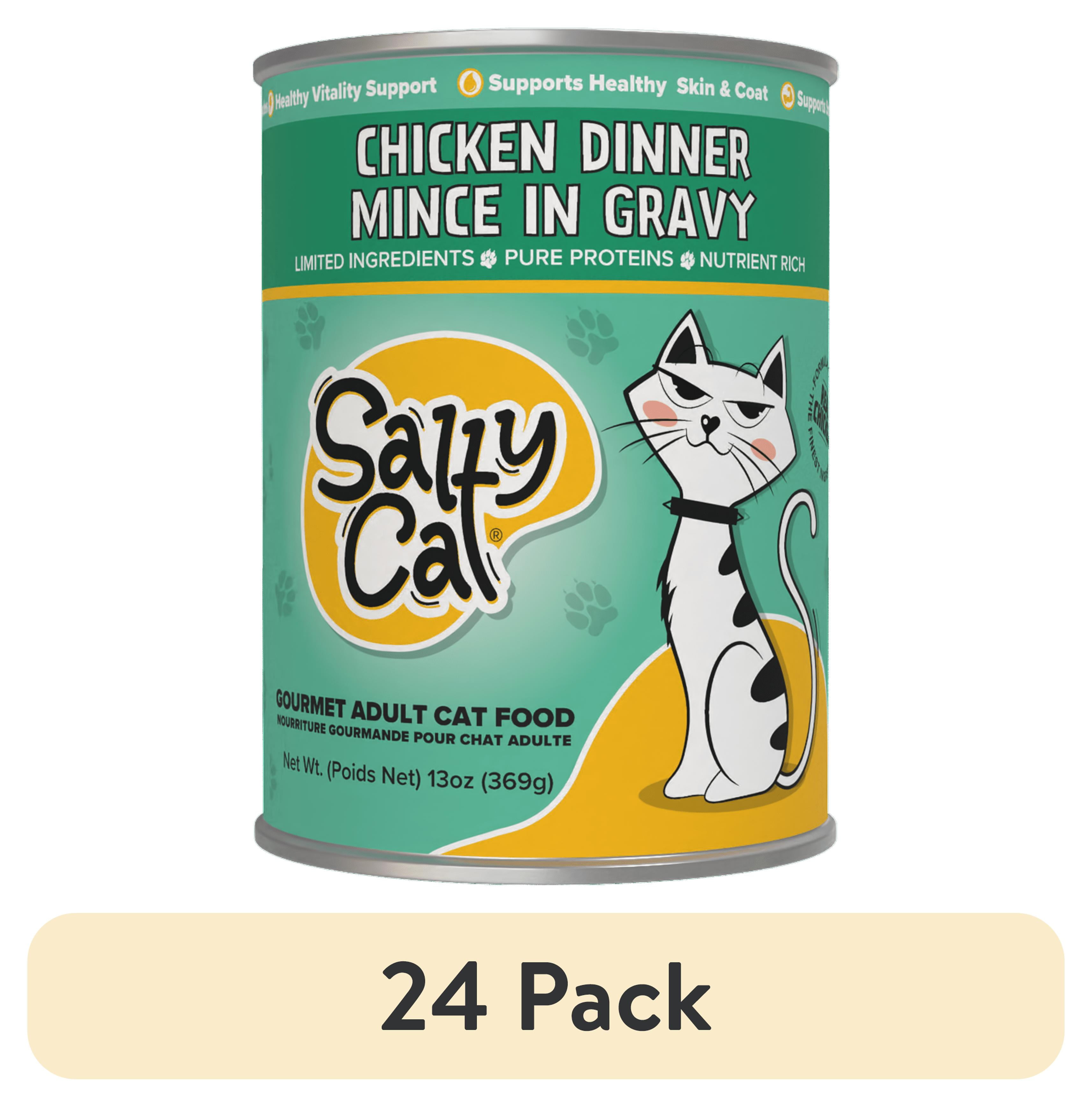 (24 pack) Salty Cat Chicken Dinner Mince in Gravy Wet Cat Food, 13 oz ...