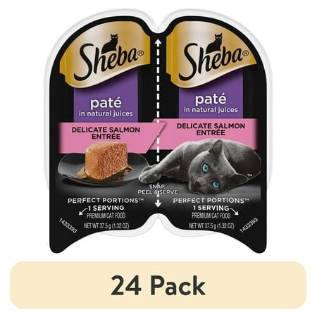 (24 pack) Sheba Perfect Portions With Sustainable Salmon Wet Cat Food Pate, 2.6 Oz Twin-Pack ...