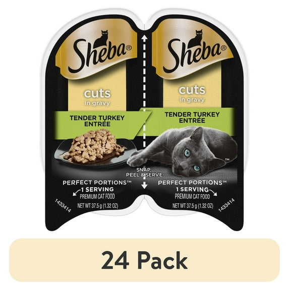 (24 pack) Sheba Perfect Portions Tender Turkey Entree Cuts in Gravy Cat ...
