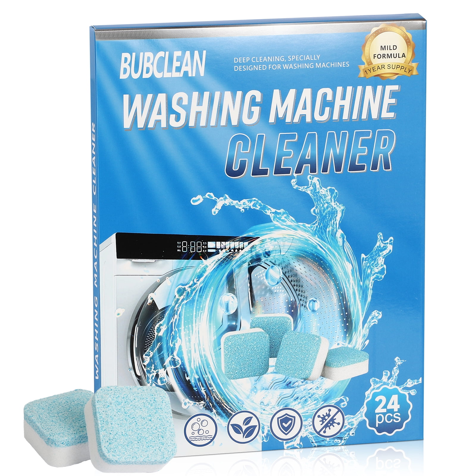24 pack Washing Machine Cleaner Descaler, Deep Cleaning Tablets for ...