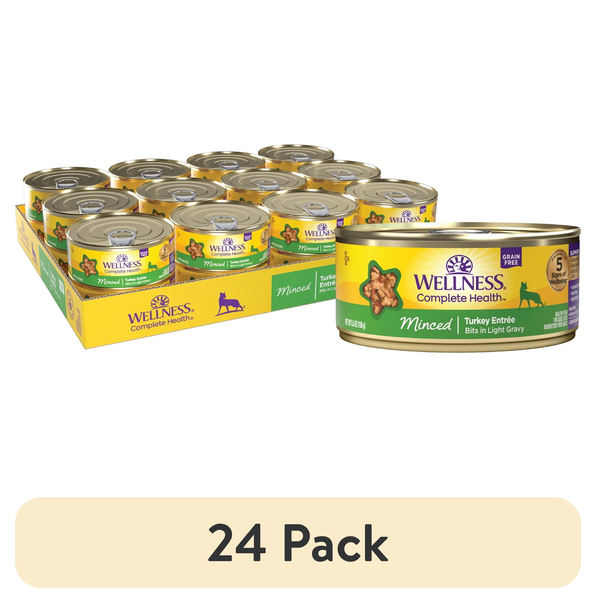 (24 pack) Wellness Complete Health Wet Canned Cat Food, Minced Turkey ...