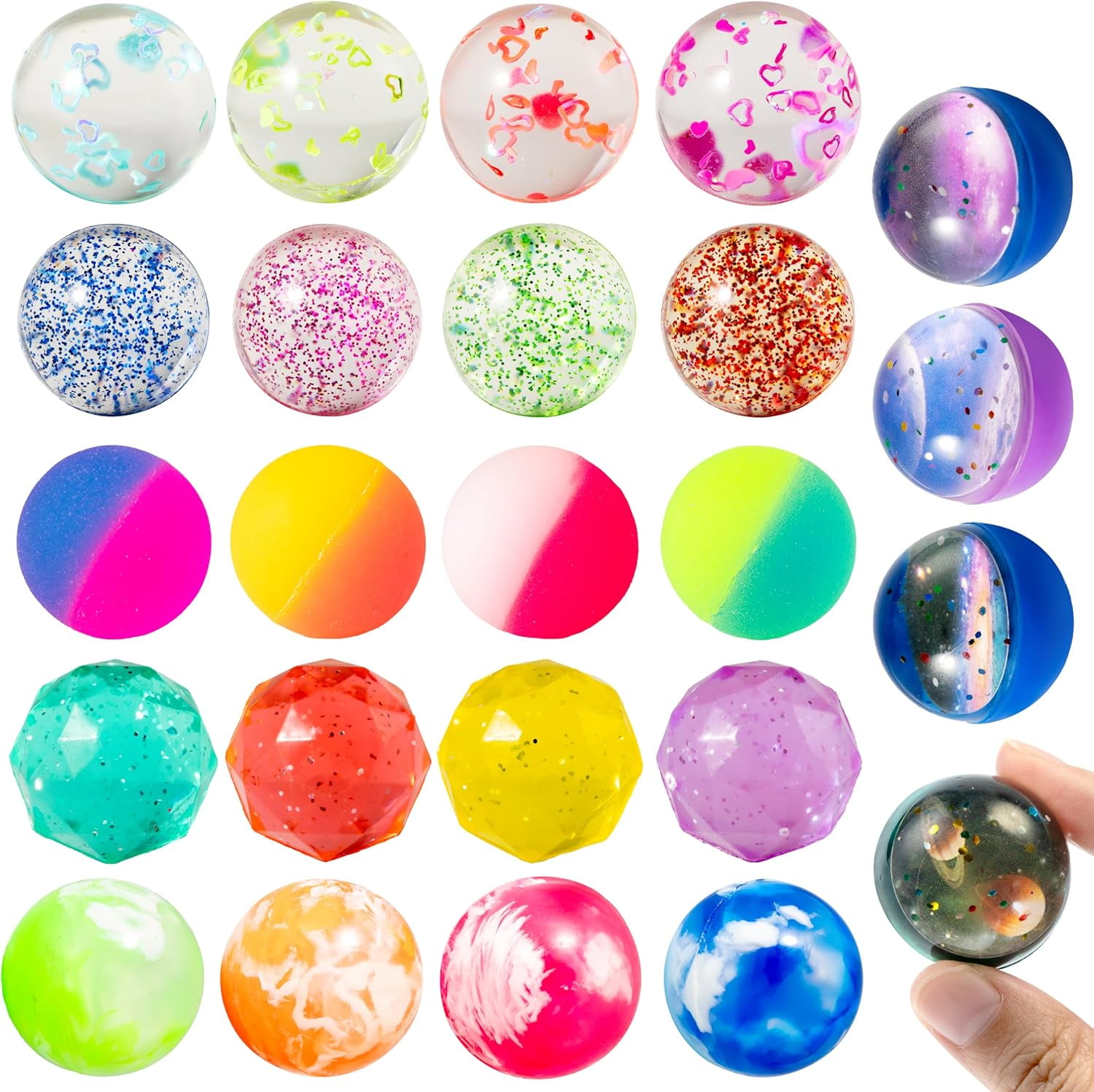 24-pack of colorful bouncy balls, 32mm rubber bouncy balls, 6 bright ...