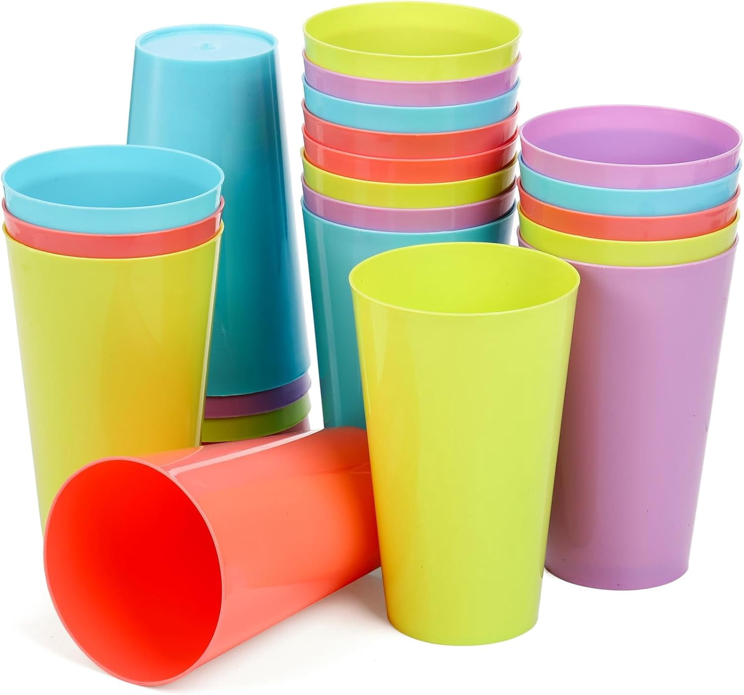 24 Pack Plastic Tumbler Cups, 13 OZ Unbreakable Water Drinking Cups ...