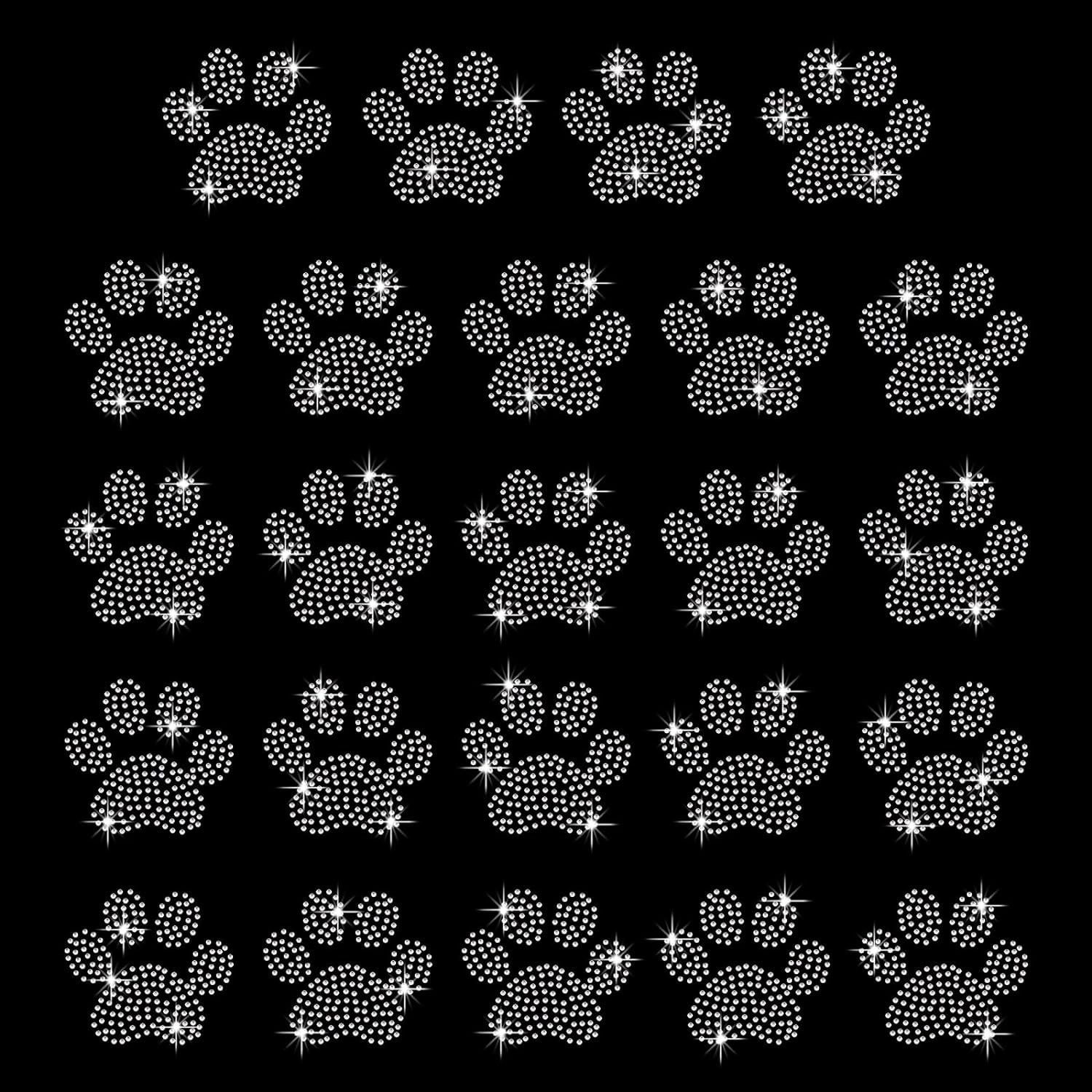24 PCS Glitter Dog Paw Patches Bling Bear Paw Iron on Stickers Paw ...