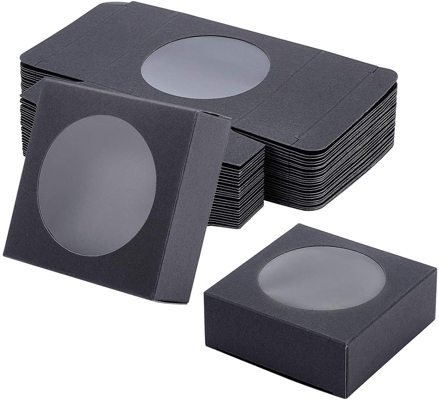 24 pc Foldable Kraft Paper Boxes with Clear Window Paper Boxes Square ...