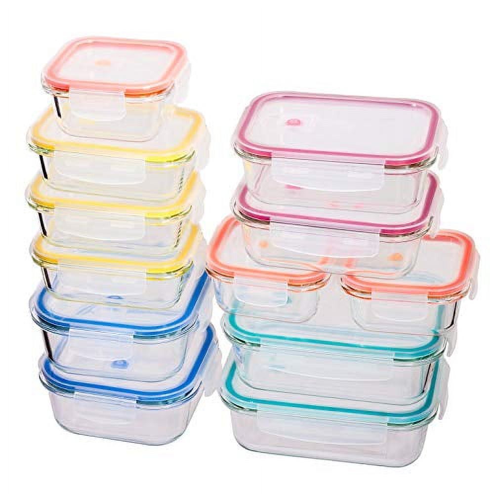 24-pc Glass Food Storage Containers Lock Tight Silicone Lids Microwave ...